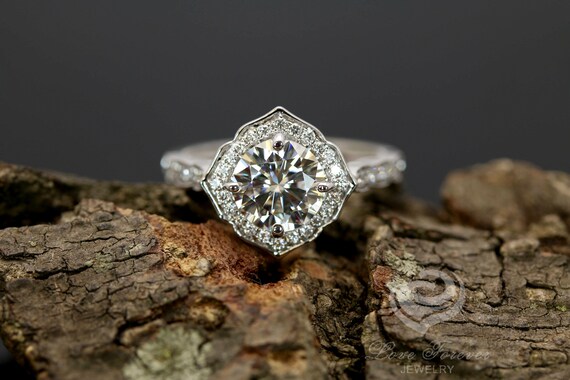 14k Gold Diamond Ring Engagement Ring Forever One D-F Color | Etsy