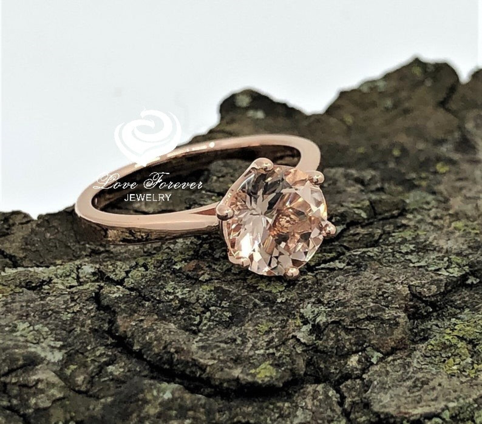 14k Gold Morganite Ring Solitaire Ring 7mm/1.20 Carats Round - Etsy