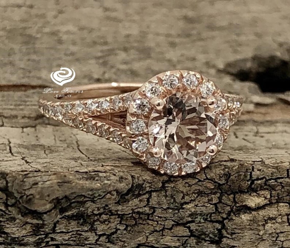 14k Rose Gold Diamond Ring Engagement Ring 6mm/0.82 Carats | Etsy