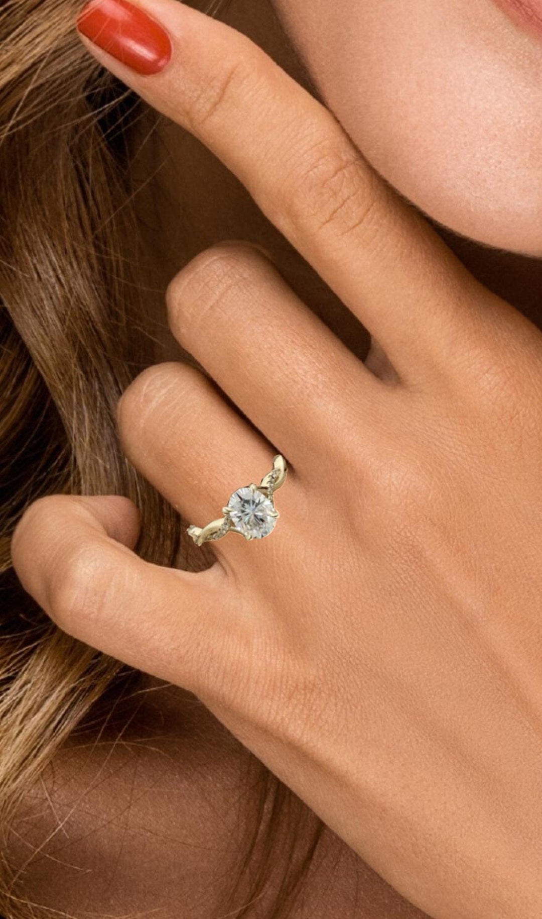 Oval Cut Engagement Ring 14K Yellow Gold Forever One - Etsy