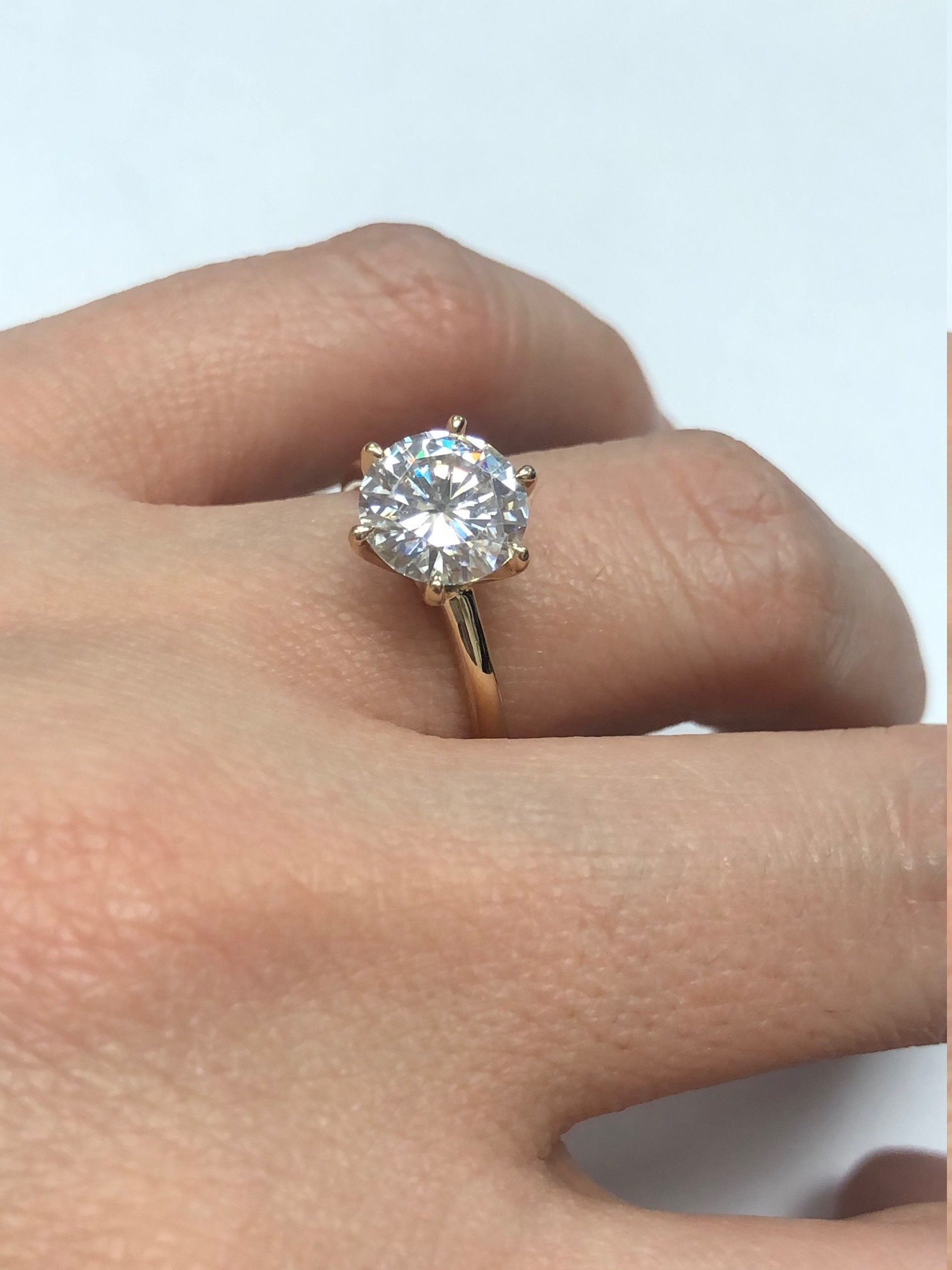 14k Gold Solitaire Ring Engagement Ring Forever One Moissanite | Etsy