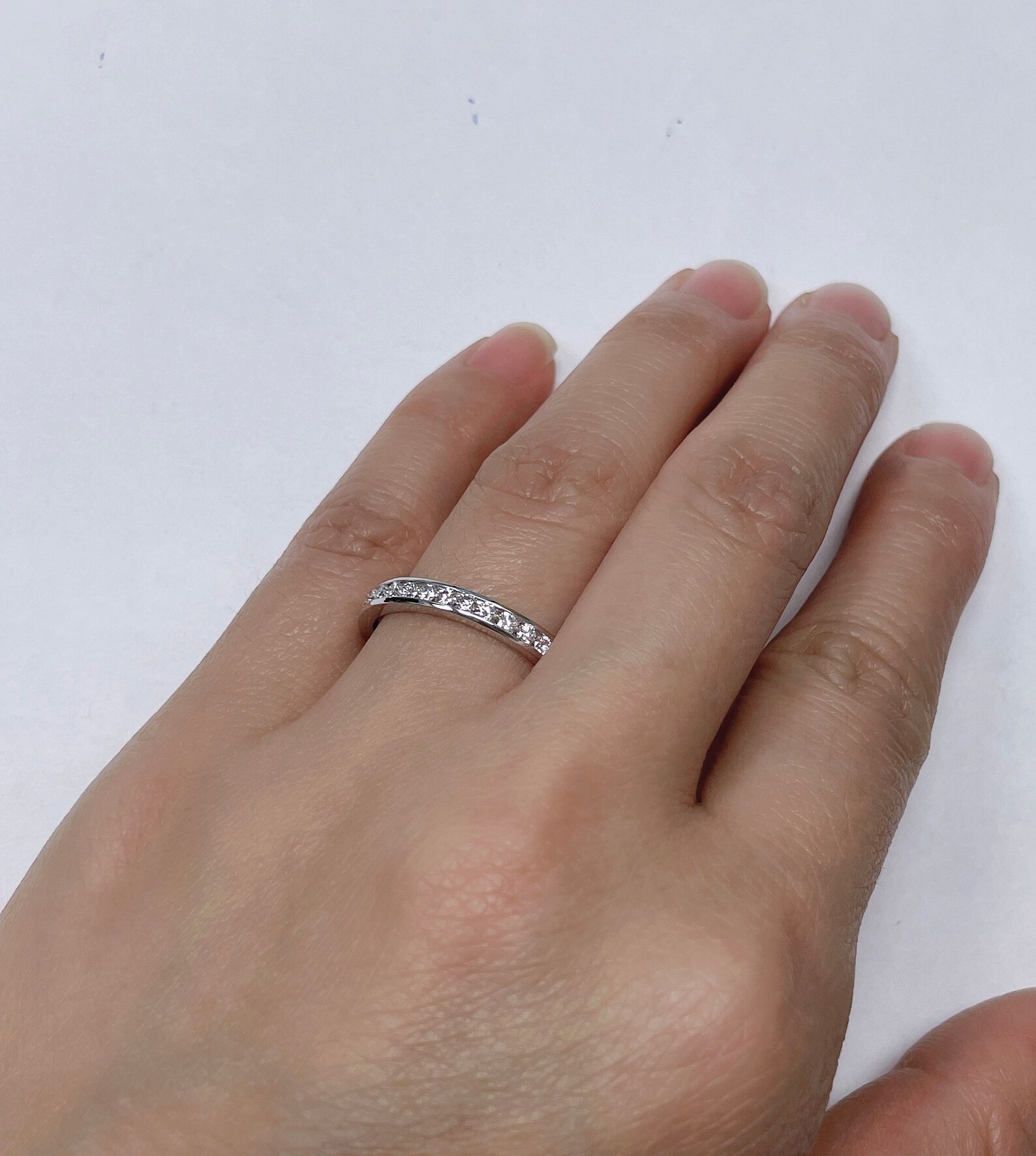 Channel Set Wedding Band in 14k White Gold Channel Set Round - Etsy