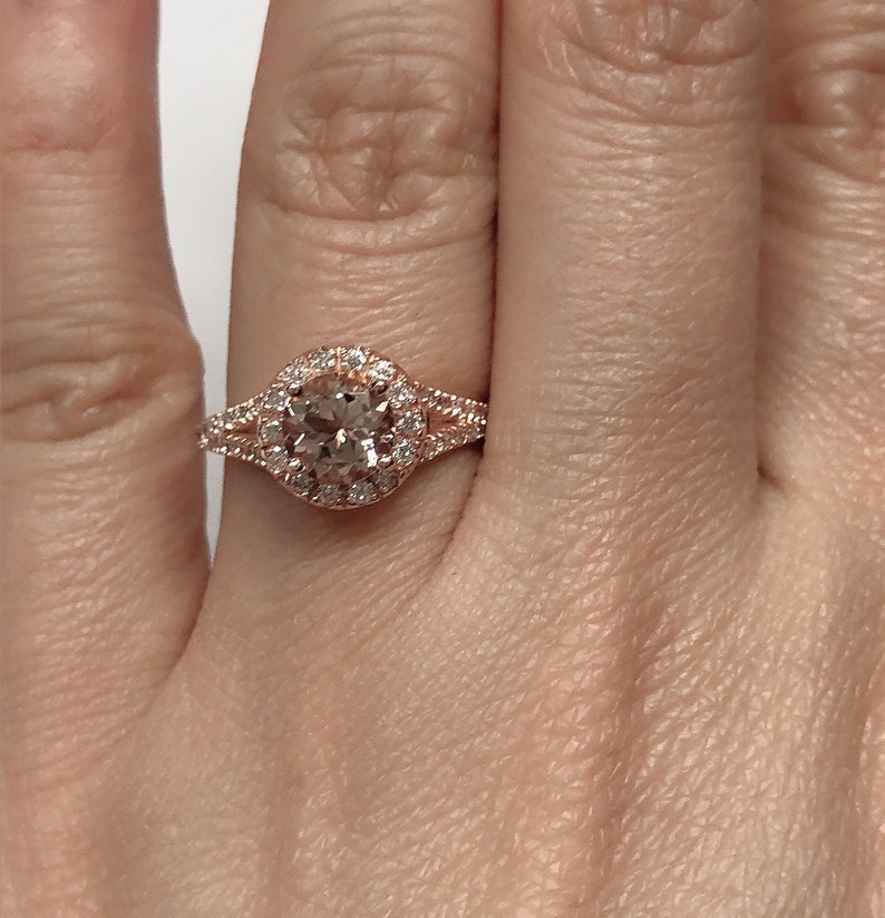 14k Rose Gold Diamond Ring Engagement Ring 6mm/0.82 Carats | Etsy