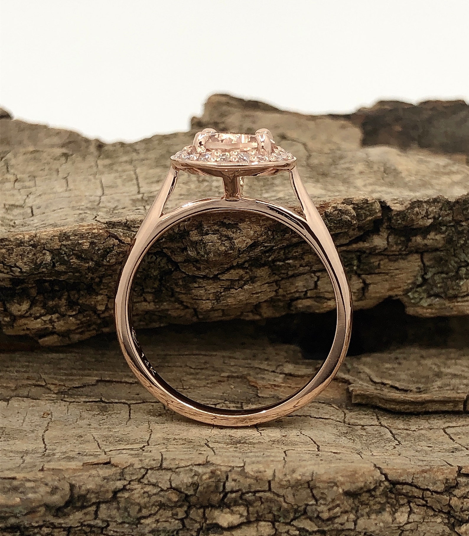 Morganite Bridal Set Solid 14k Rose Gold Morganite Engagement - Etsy