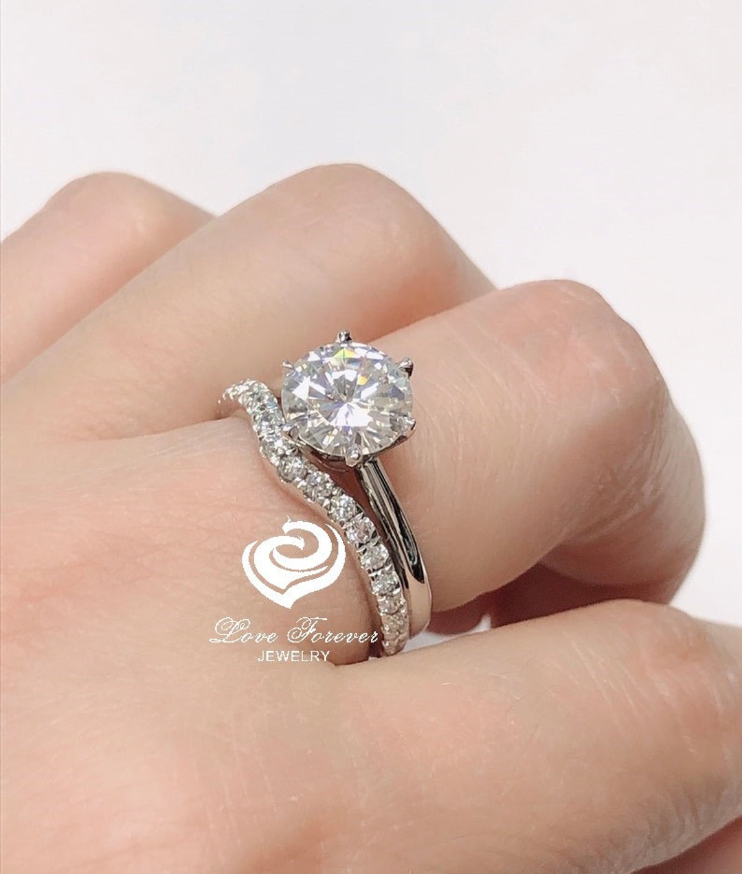 2.0 CT Round Cut Bridal Set in Solid 14k White Gold Wedding Set, White ...