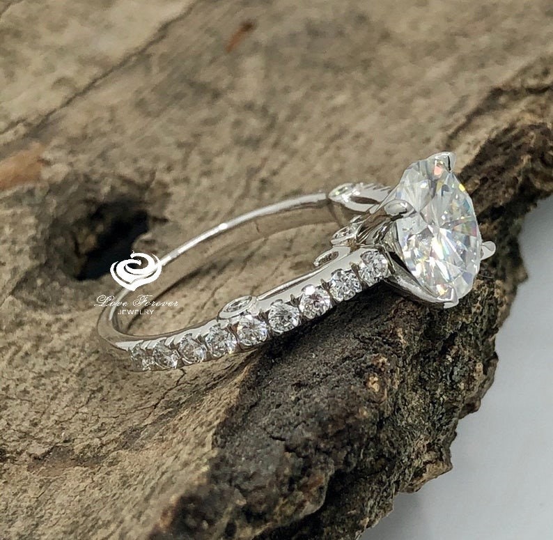 2 CT Engagement Ring 14k White Gold Forever One Round - Etsy