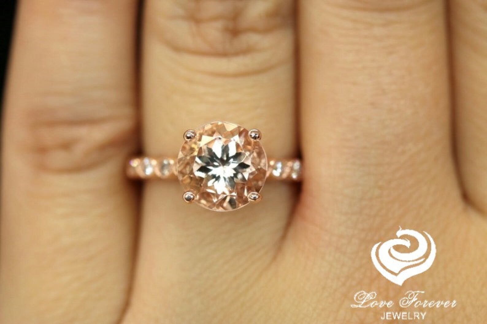 14k Rose Gold Engagement Ring Morganite Ring Solitaire Ring - Etsy