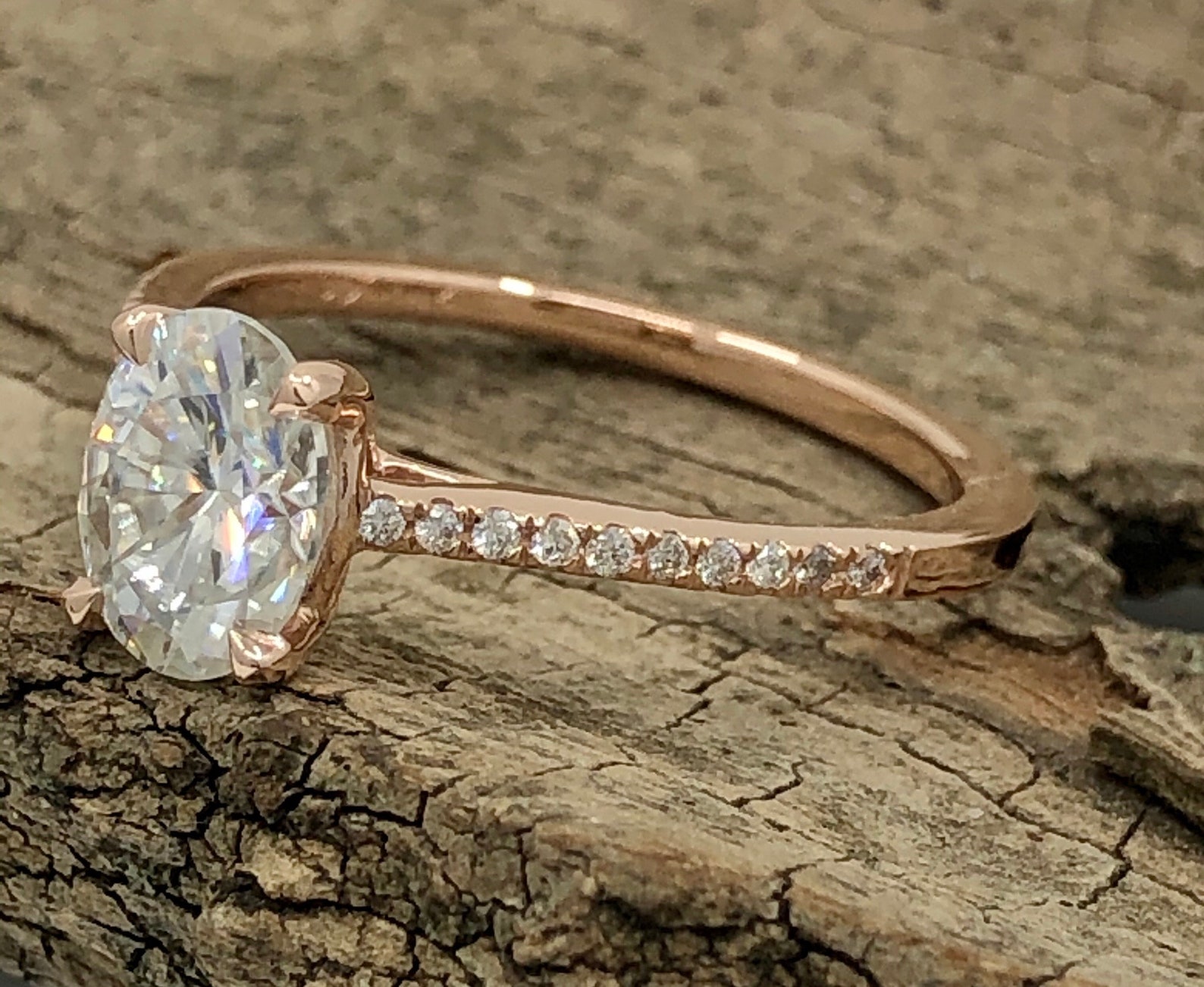 14k Rose Gold Engagement Ring Diamond Ring Certified | Etsy