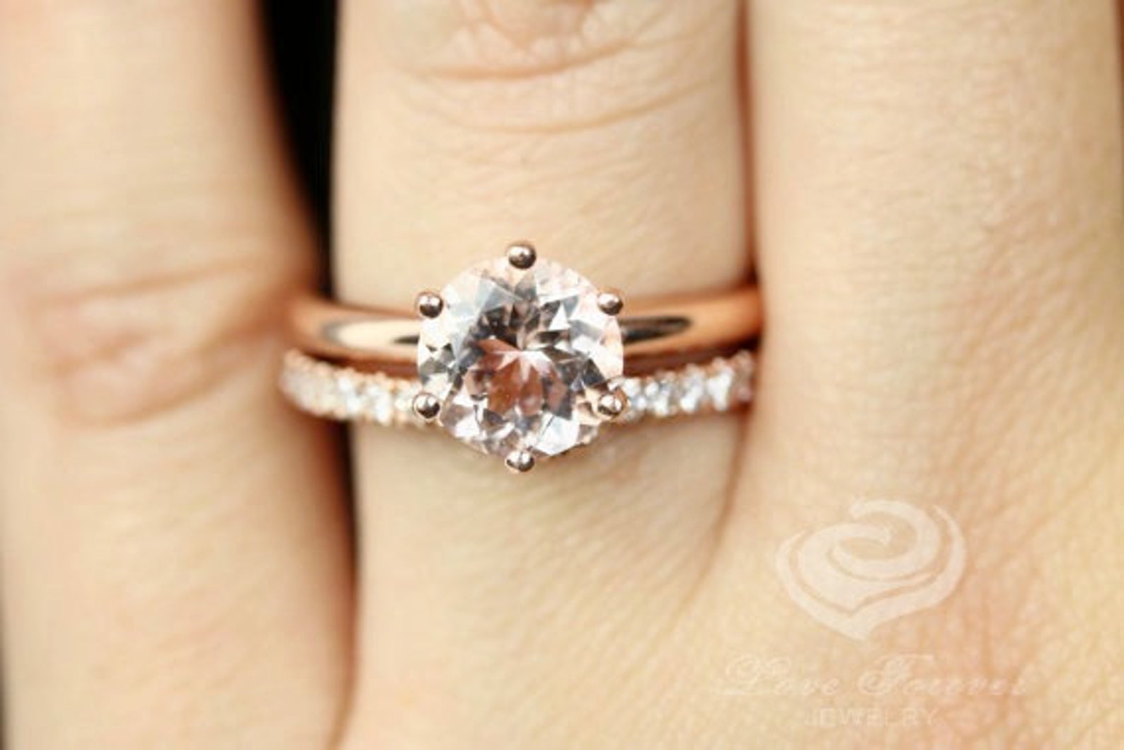 Rose Gold Morganite Round Cut Wedding Set Round Morganite - Etsy