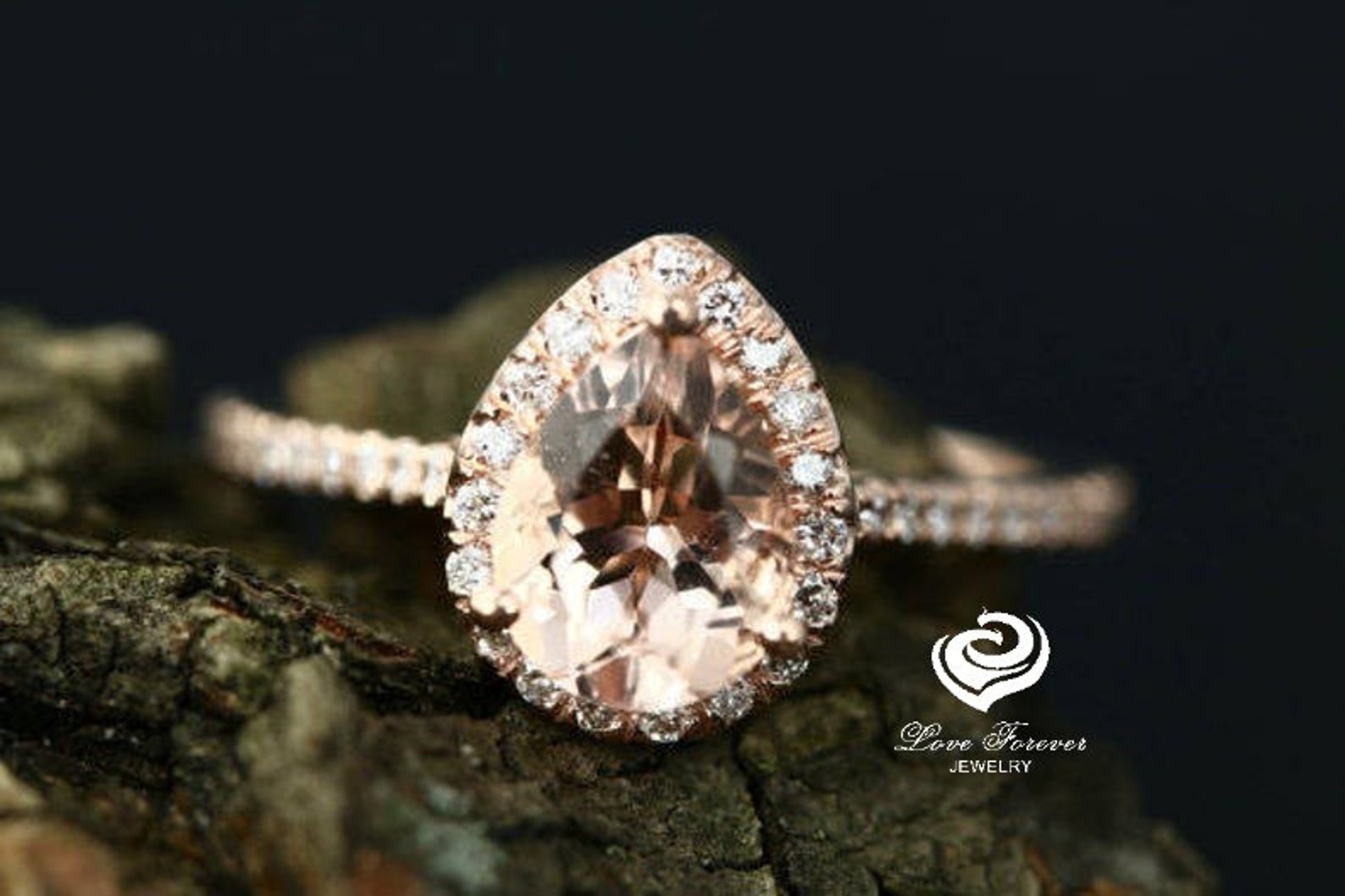 Rose Gold Morganite Pear Shape Ring Set Pear Morganite - Etsy