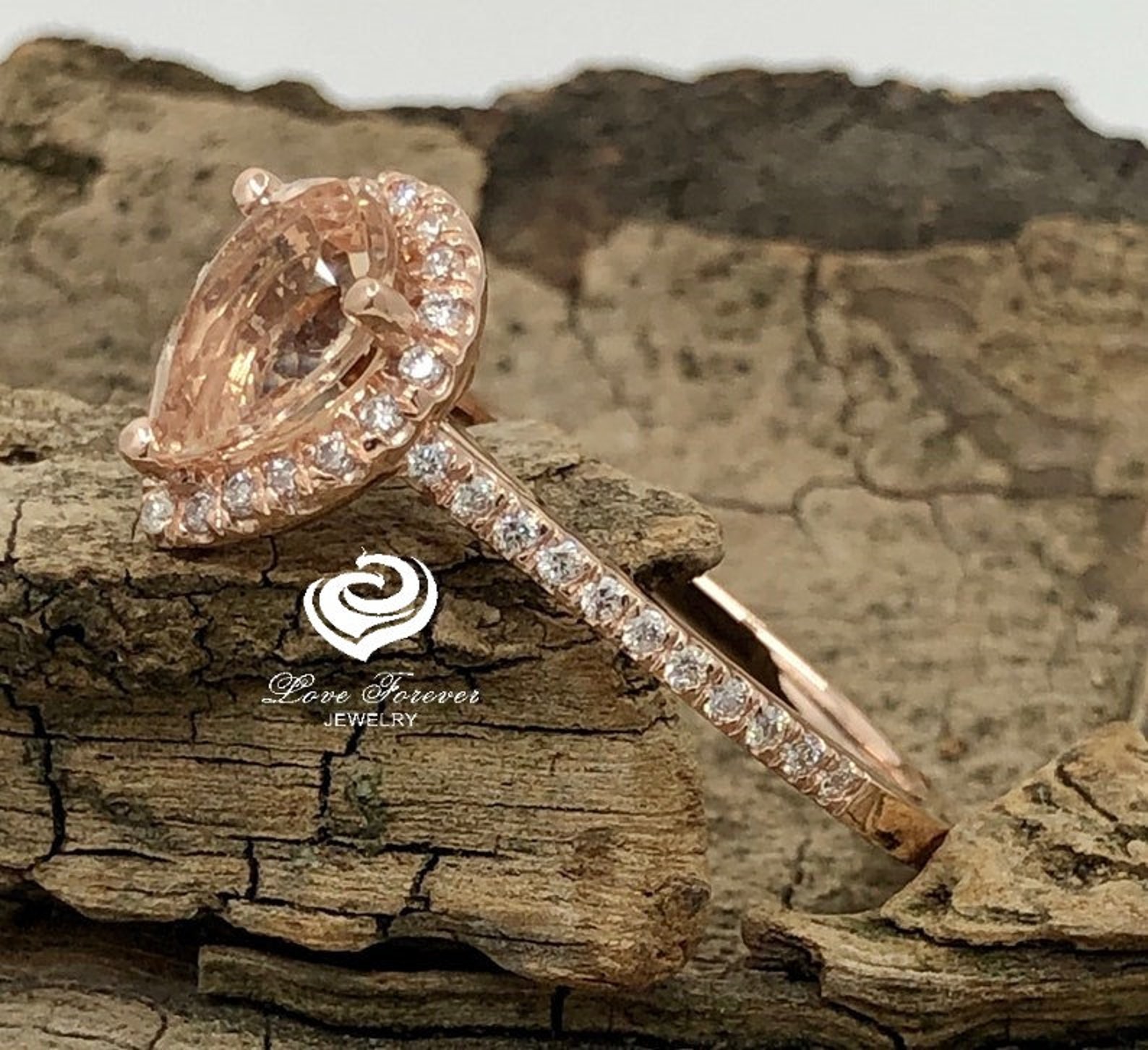 14k Rose Gold Diamond Ring Morganite Ring Engagement Ring | Etsy