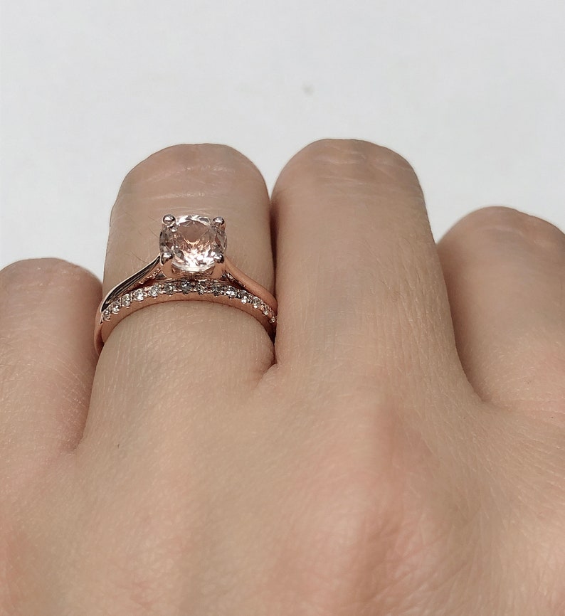 Rose Gold Morganite Round Cut Wedding Set Round Morganite - Etsy