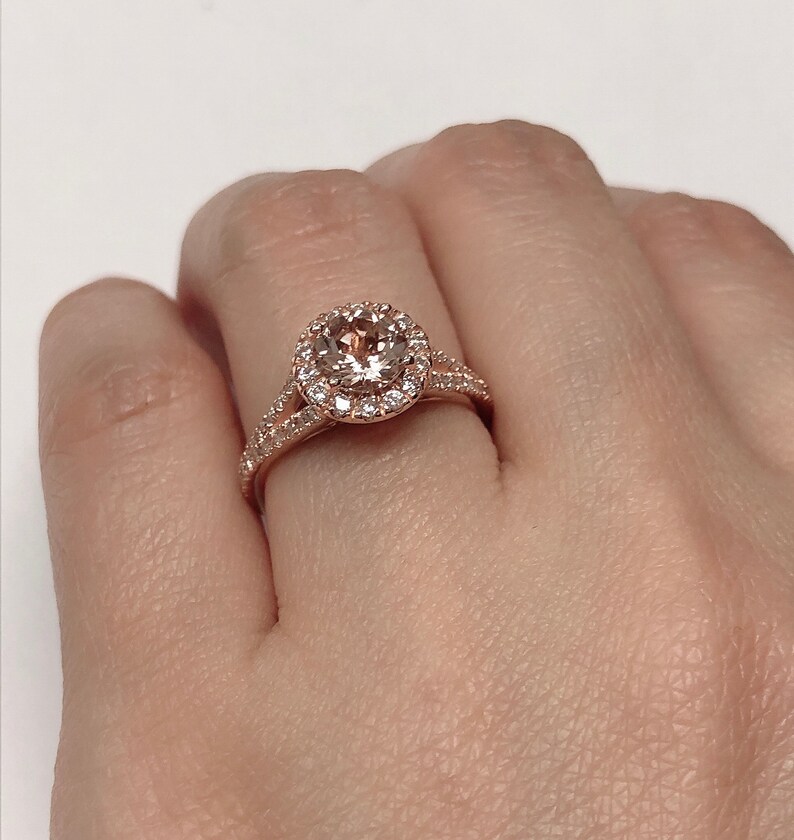 14k Rose Gold Diamond Ring Engagement Ring 6mm/0.82 Carats | Etsy