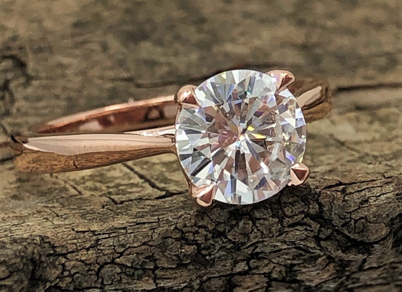 14k Rose Gold Engagement Ring Solitaire Ring Forever One | Etsy