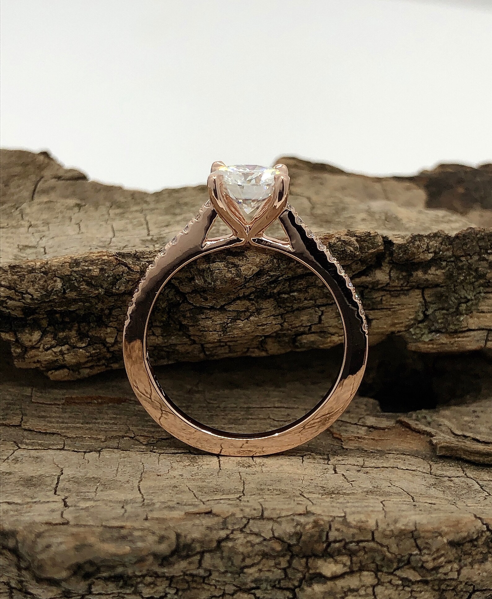 14K Rose Gold Engagement Ring Diamond Ring Forever One | Etsy