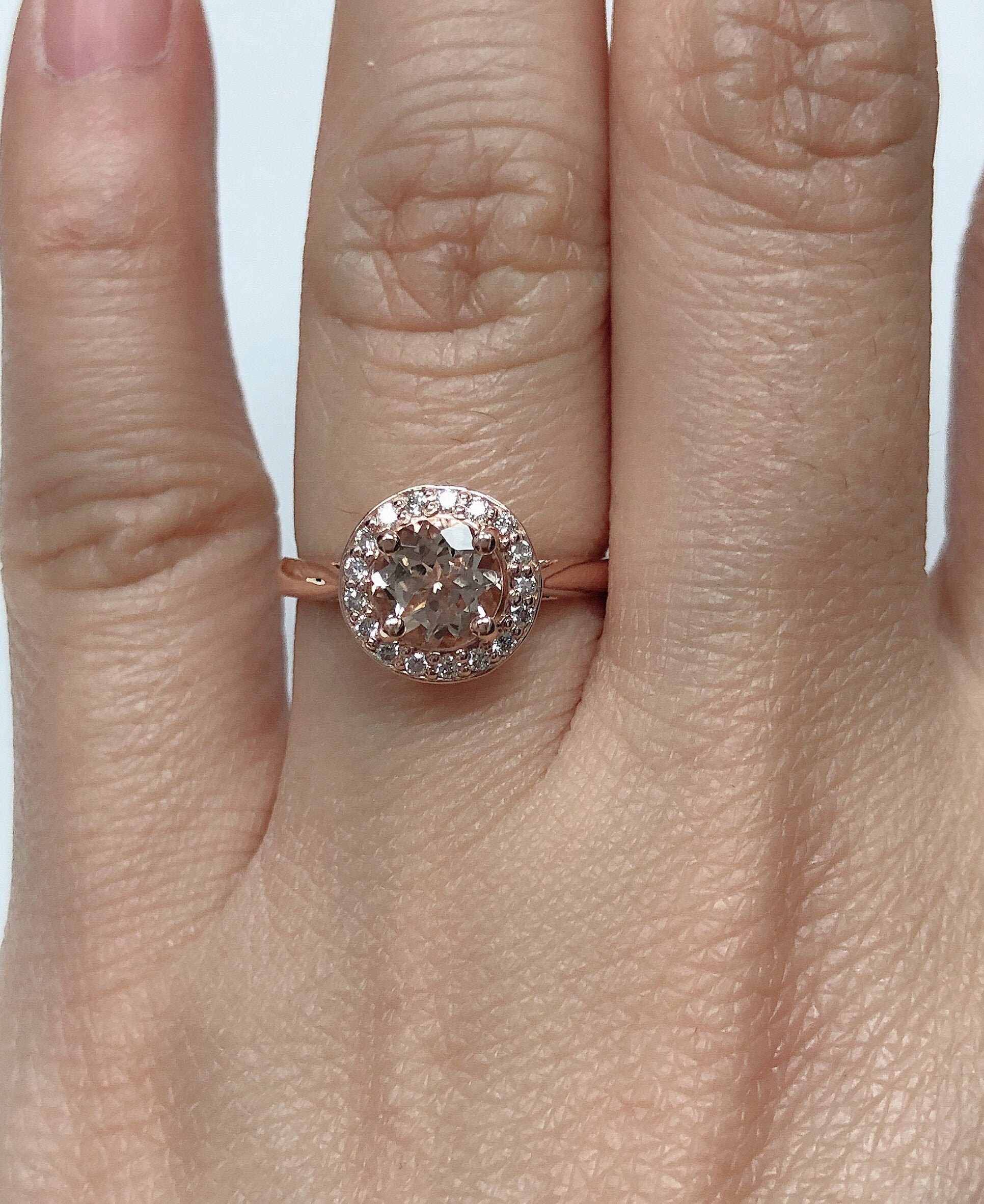 14k Rose Gold Diamond Ring Engagement Ring 6mm/0.80 Carats | Etsy