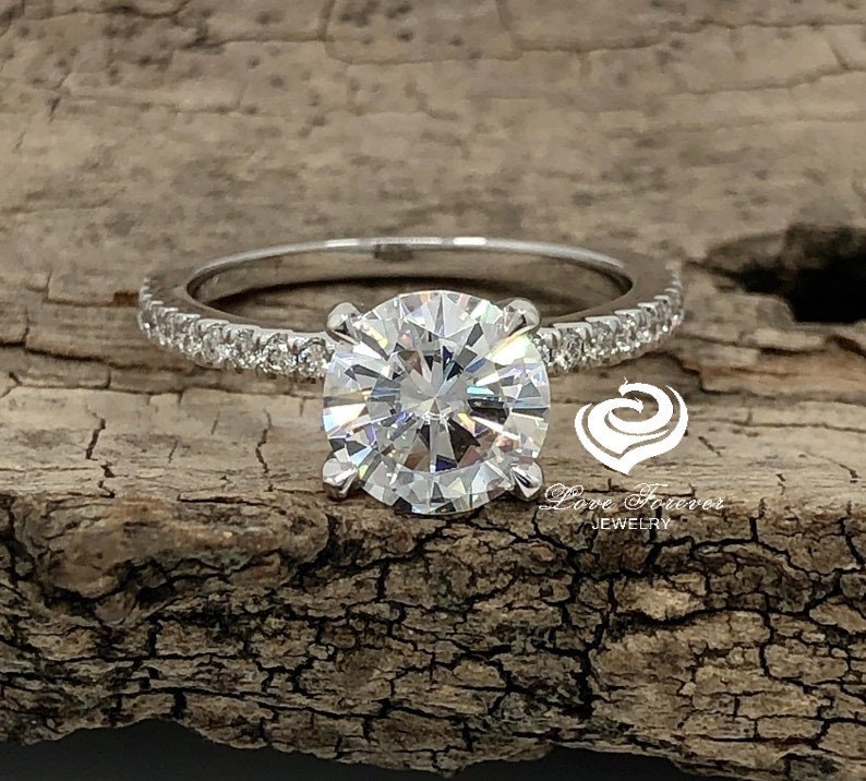 1.5 CT Hidden Halo Solitaire Ring, Hidden Halo Round Solitaire Ring ...