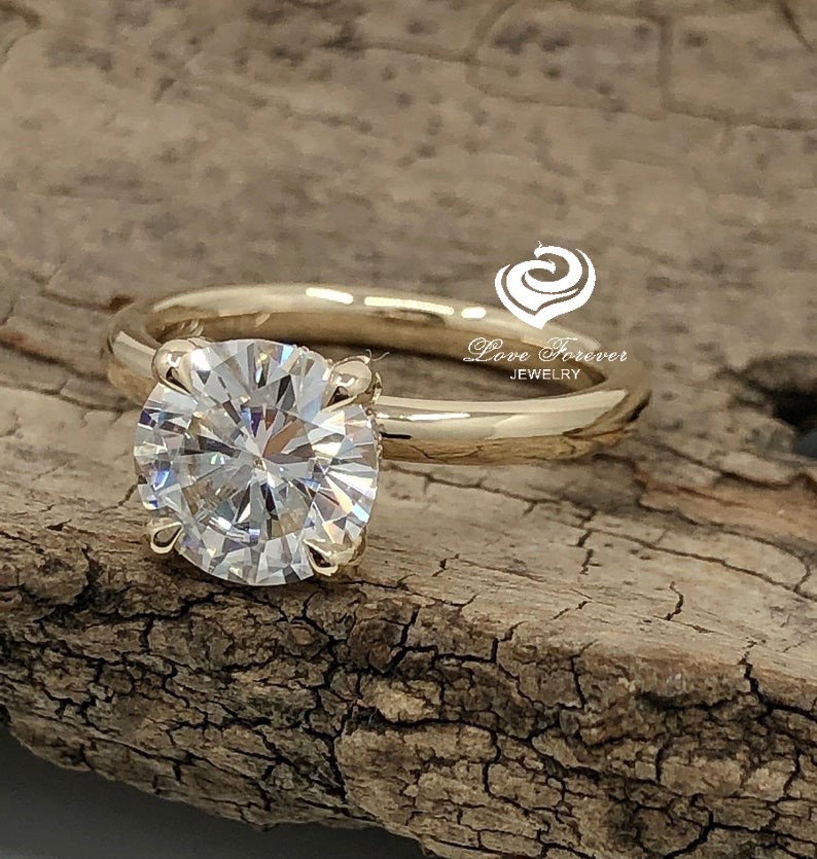 2 CT Hidden Halo Solitaire Ring Diamond Hidden Halo Round - Etsy