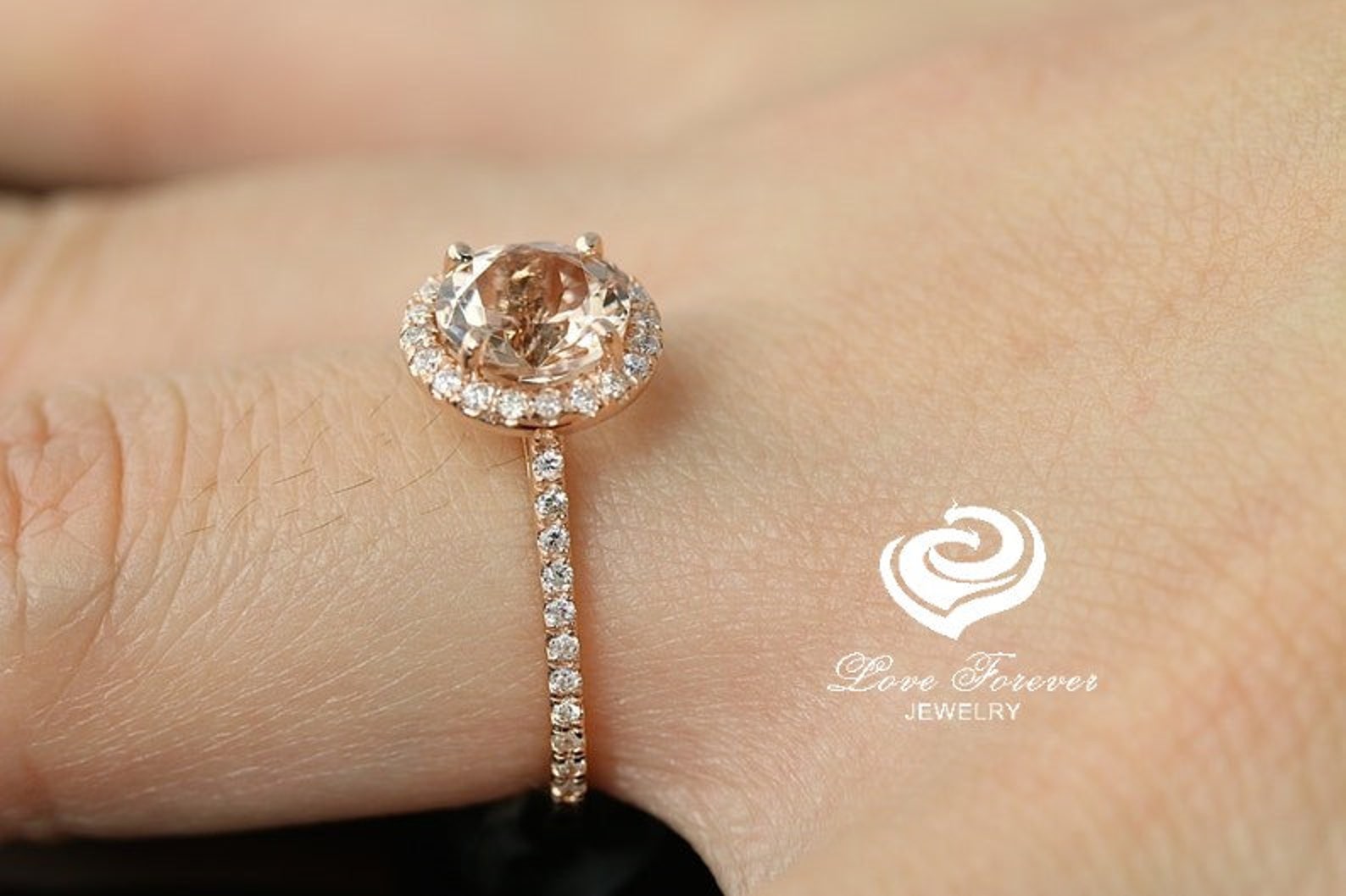 14k Rose Gold Diamond Ring Morganite Ring Engagement Ring 7mm - Etsy