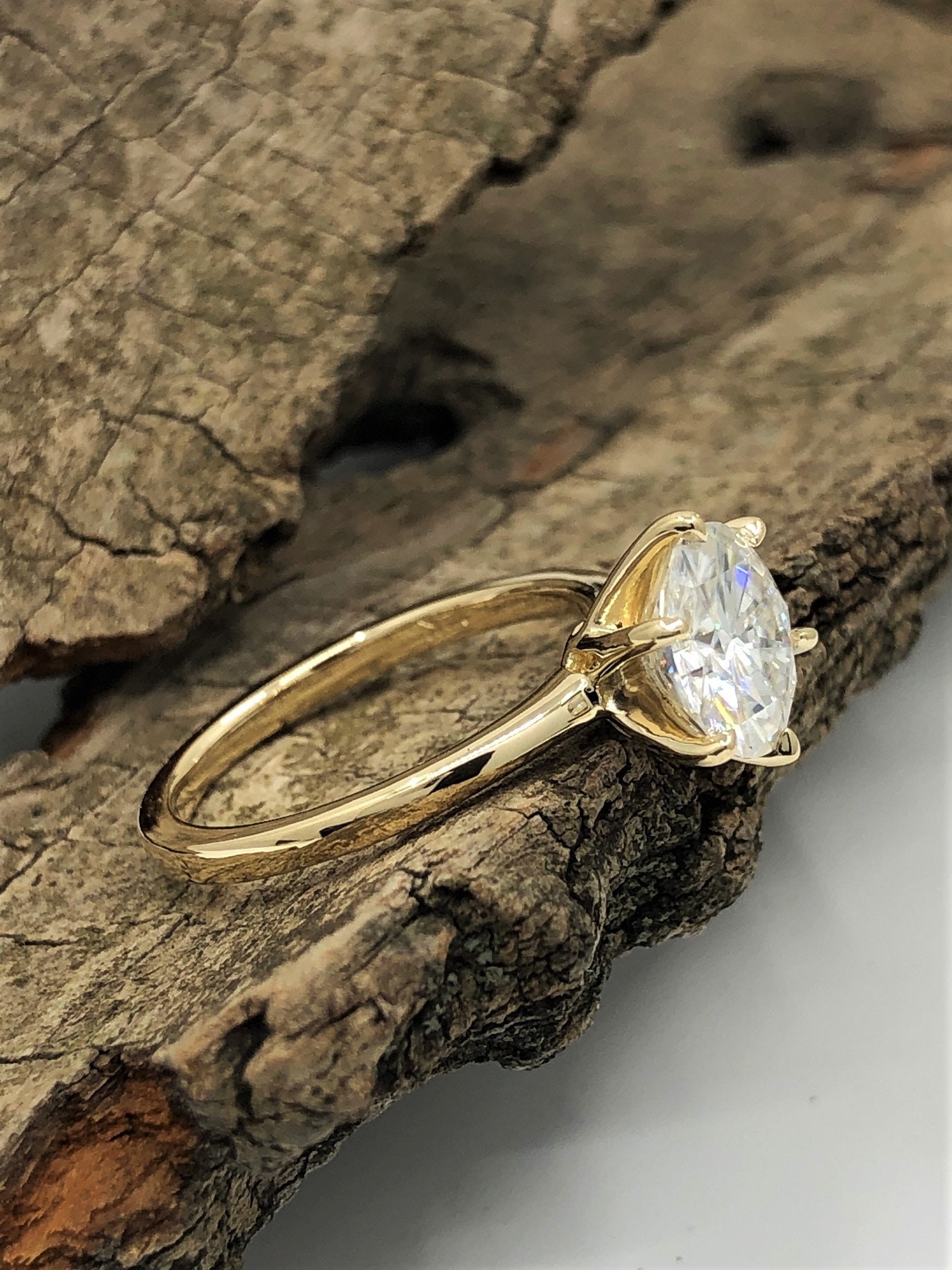 14k Gold Solitaire Ring Engagement Ring Forever One Moissanite | Etsy