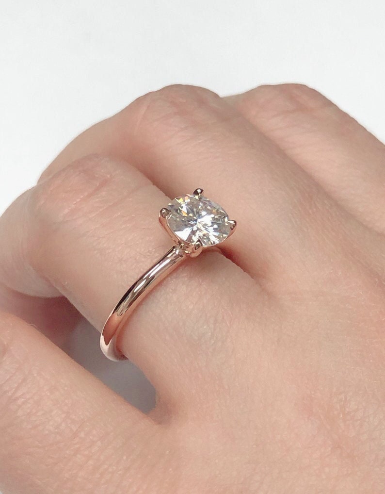 14k Rose Gold Solitaire Ring Forever One Moissanite Ring | Etsy