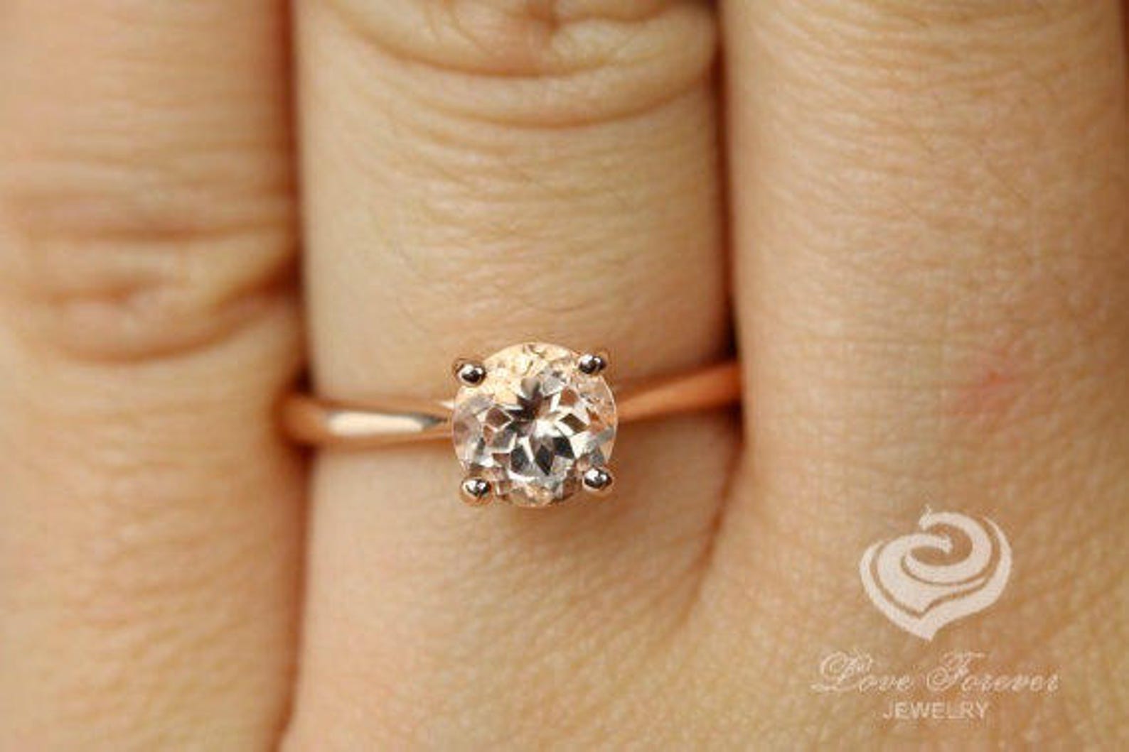 Rose Gold Morganite Round Cut Wedding Set Round Morganite | Etsy