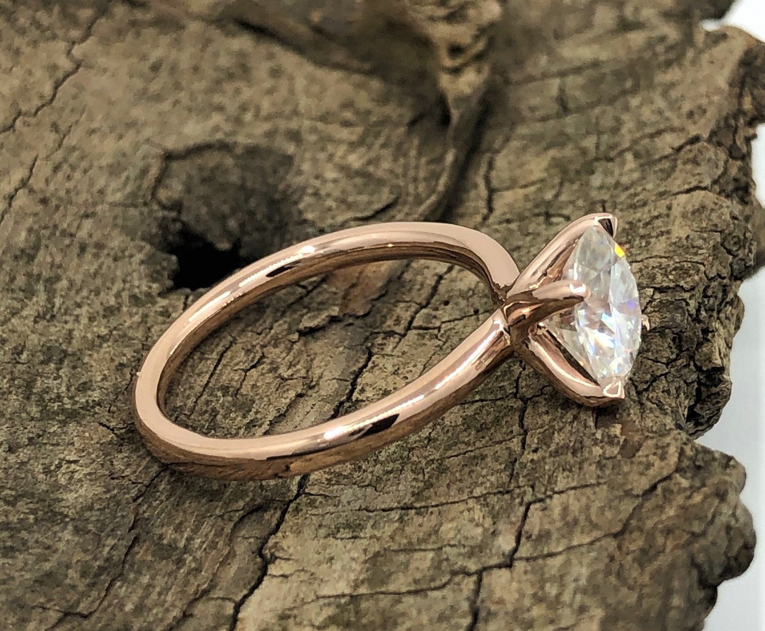 14k Rose Gold Solitaire Ring Forever One Moissanite Ring | Etsy