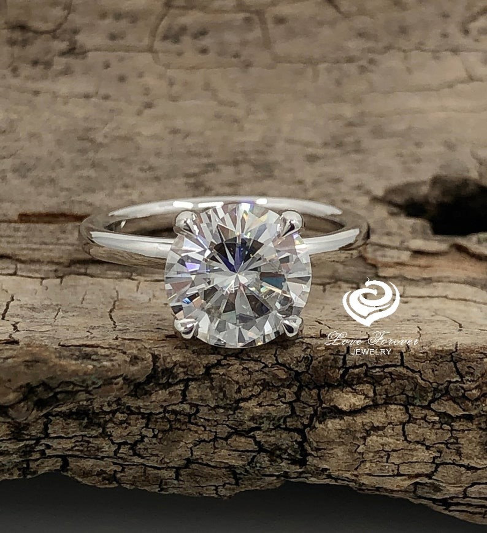 2 CT Hidden Halo Solitaire Ring, Diamond Hidden Halo Round Solitaire ...