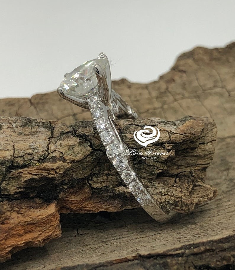 2 CT Engagement Ring 14k White Gold Forever One Round - Etsy