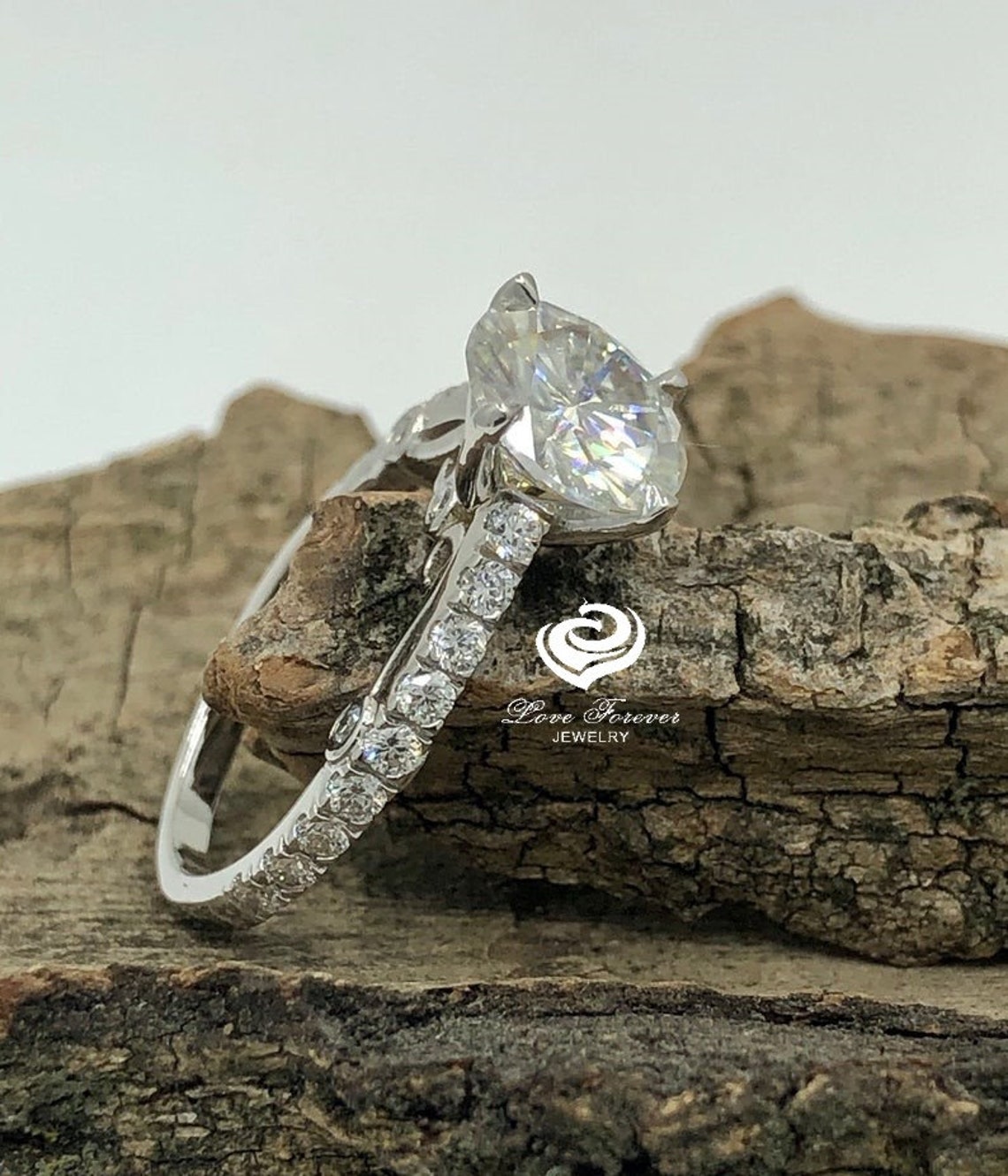 2 CT Engagement Ring 14k White Gold Forever One Round - Etsy