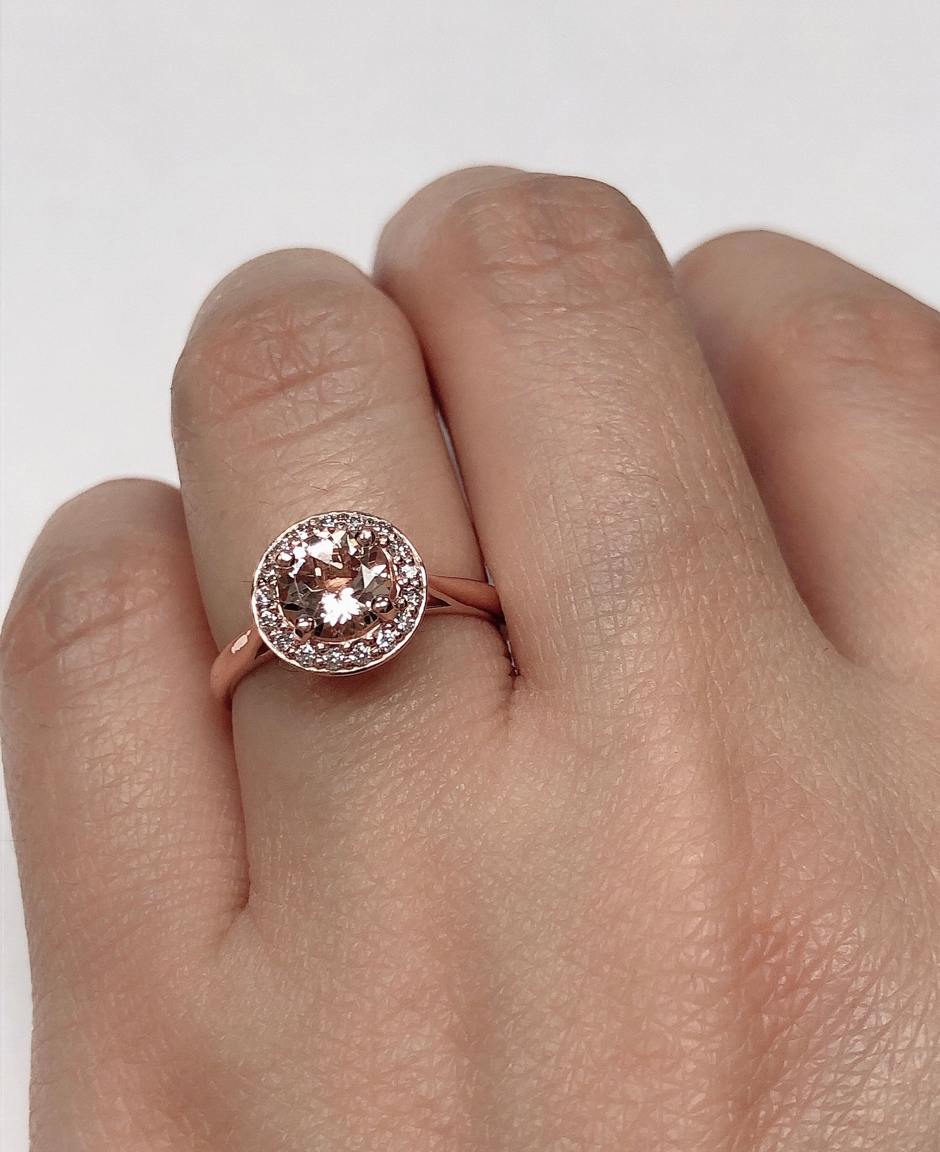 14k Rose Gold Diamond Ring Engagement Ring 6mm/0.80 Carats | Etsy