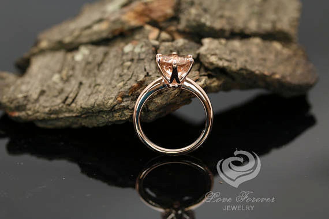 Rose Gold Morganite Round Cut Wedding Set Round Morganite | Etsy