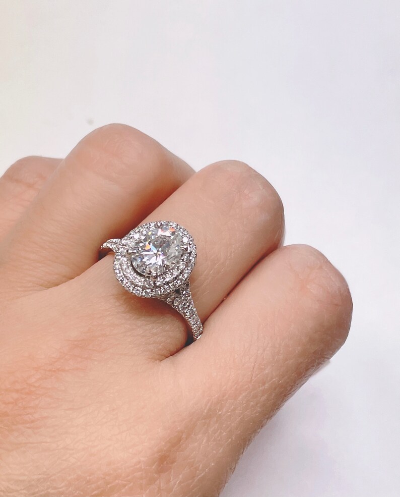 Oval Engagement Ring White Gold Oval Ring 1.50 CT Oval D-F | Etsy