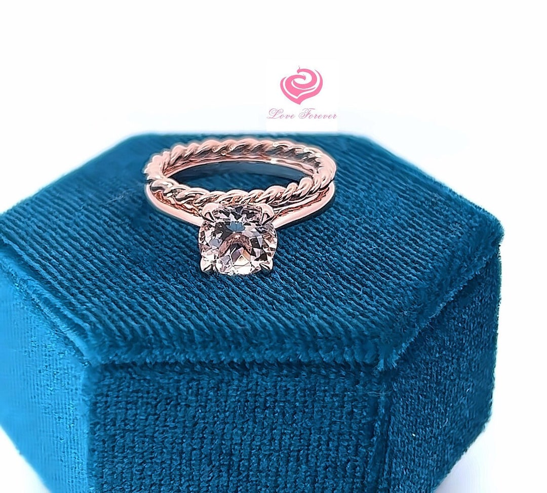 Rose Gold Morganite Round Cut Wedding Set, Round Morganite Engagement ...
