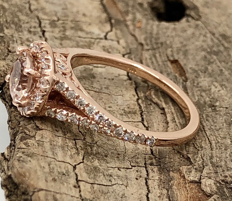 14k Rose Gold Diamond Ring Engagement Ring 6mm/0.82 Carats | Etsy