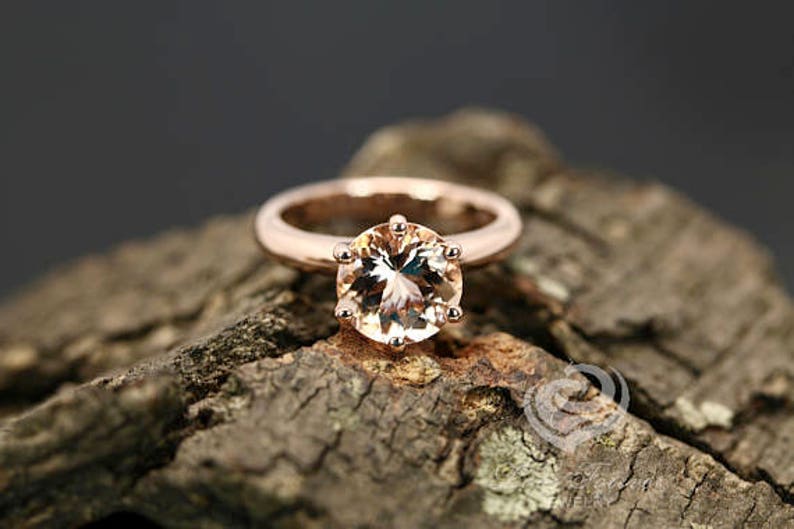 Rose Gold Morganite Round Cut Wedding Set Round Morganite - Etsy
