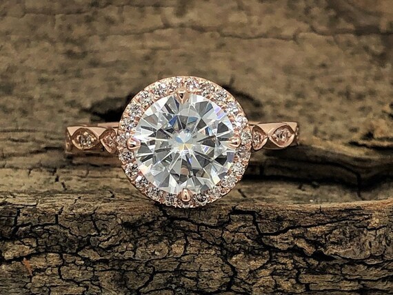 14k Rose Gold Diamond Ring Engagement Ring Forever One | Etsy