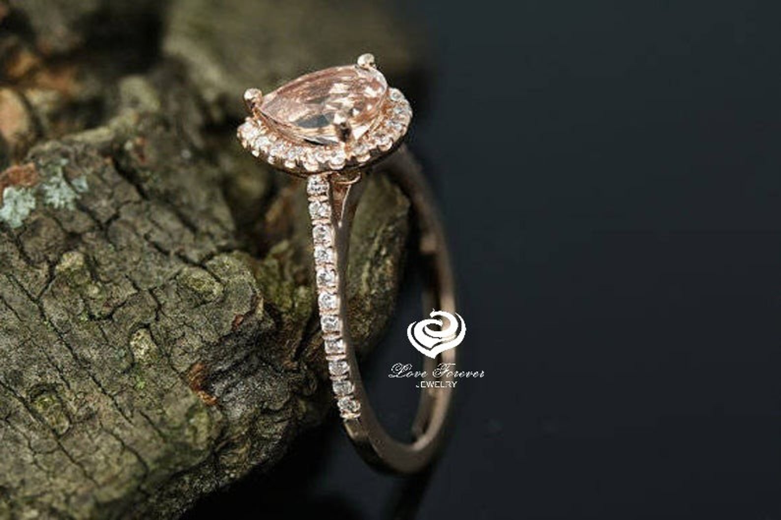 Rose Gold Morganite Pear Shape Ring Set Pear Morganite - Etsy