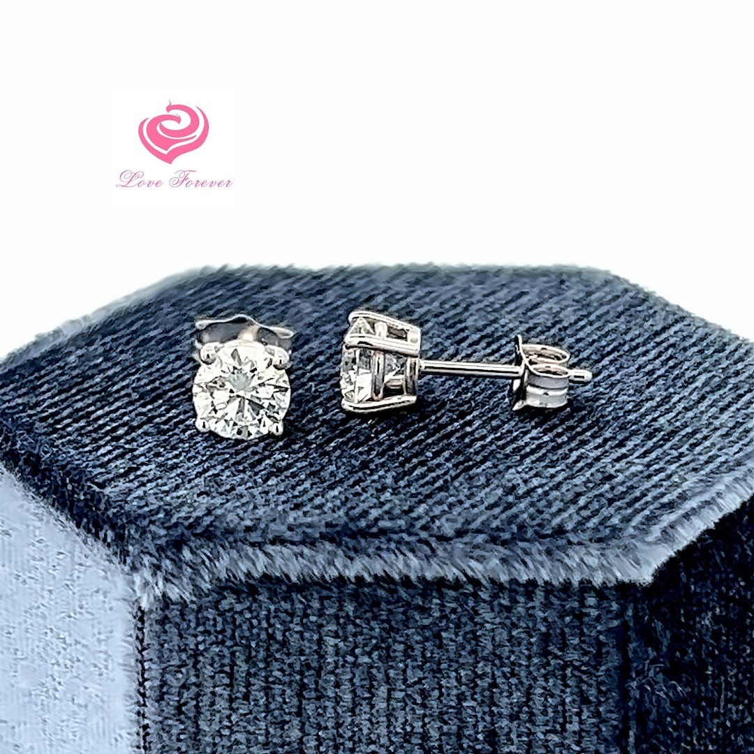 Lab Grown Diamond Stud Earrings, 1 Carat Lab Diamond Wedding Earrings ...