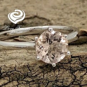 14k Gold Morganite Ring Solitaire Ring 7mm/1.20 Carats Round - Etsy
