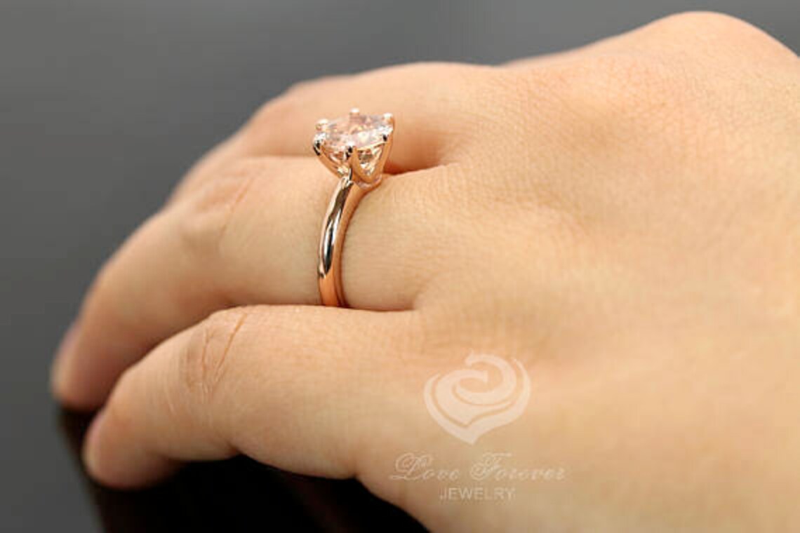 Rose Gold Morganite Round Cut Wedding Set, Round Morganite Engagement ...
