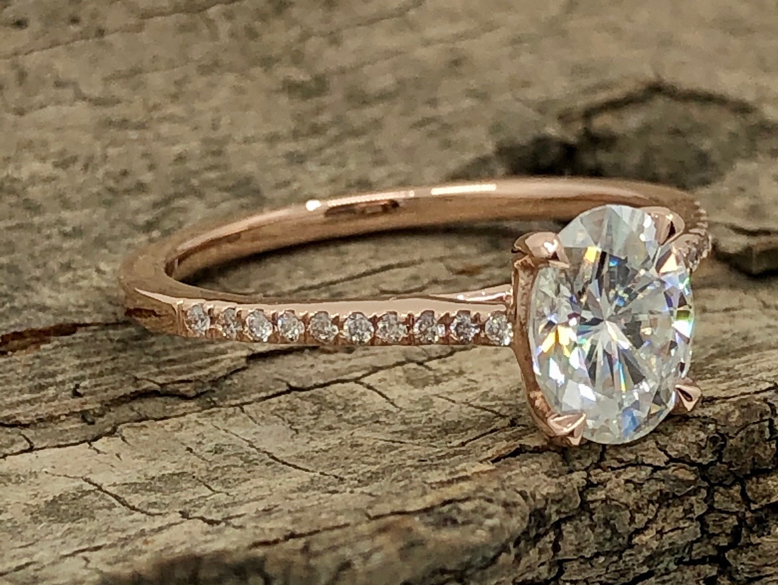 14k Rose Gold Engagement Ring Diamond Ring Certified | Etsy