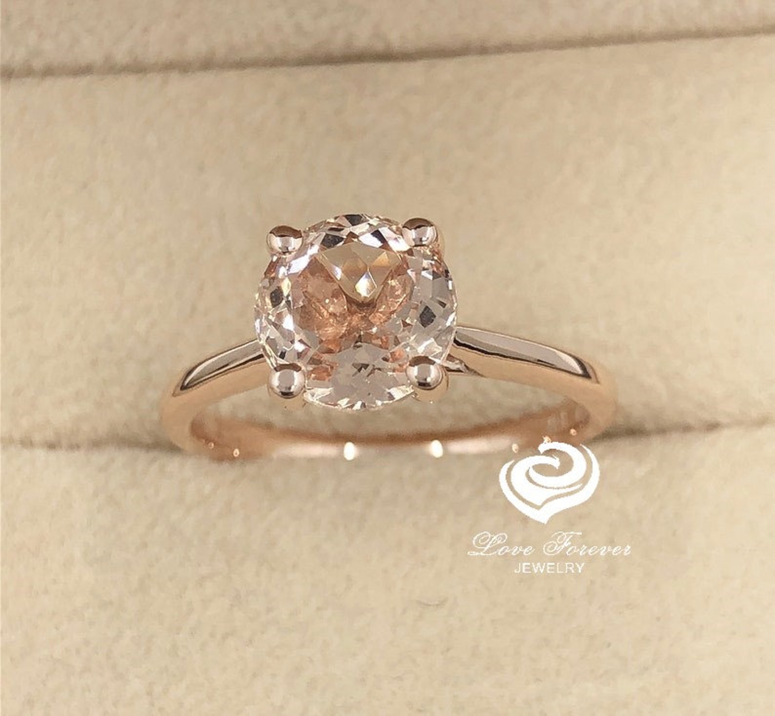 14k Rose Gold Solitaire Ring Engagement Ring Morganite Ring - Etsy