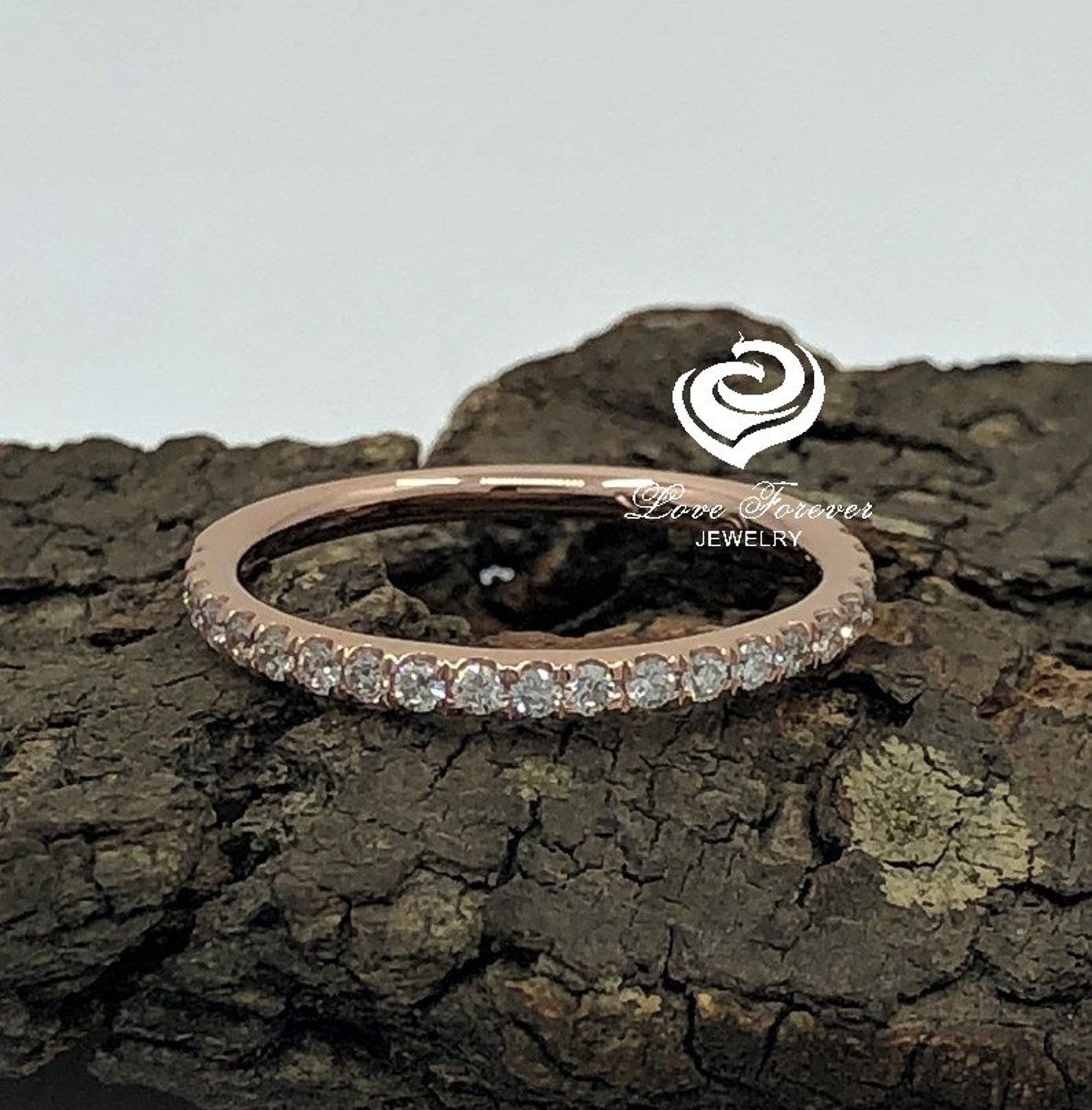 14k Rose Gold Diamond Band Diamond Ring Wedding Band 0.30 | Etsy