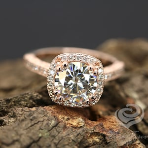 2 CT Rose Gold Round Engagement Ring in 14k Forever One | Etsy