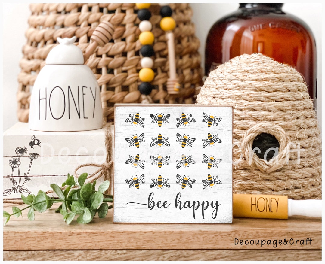 Bee Happy, Mini Sign, Tiered Tray Decor, Home Decor, Handmade Gift ...