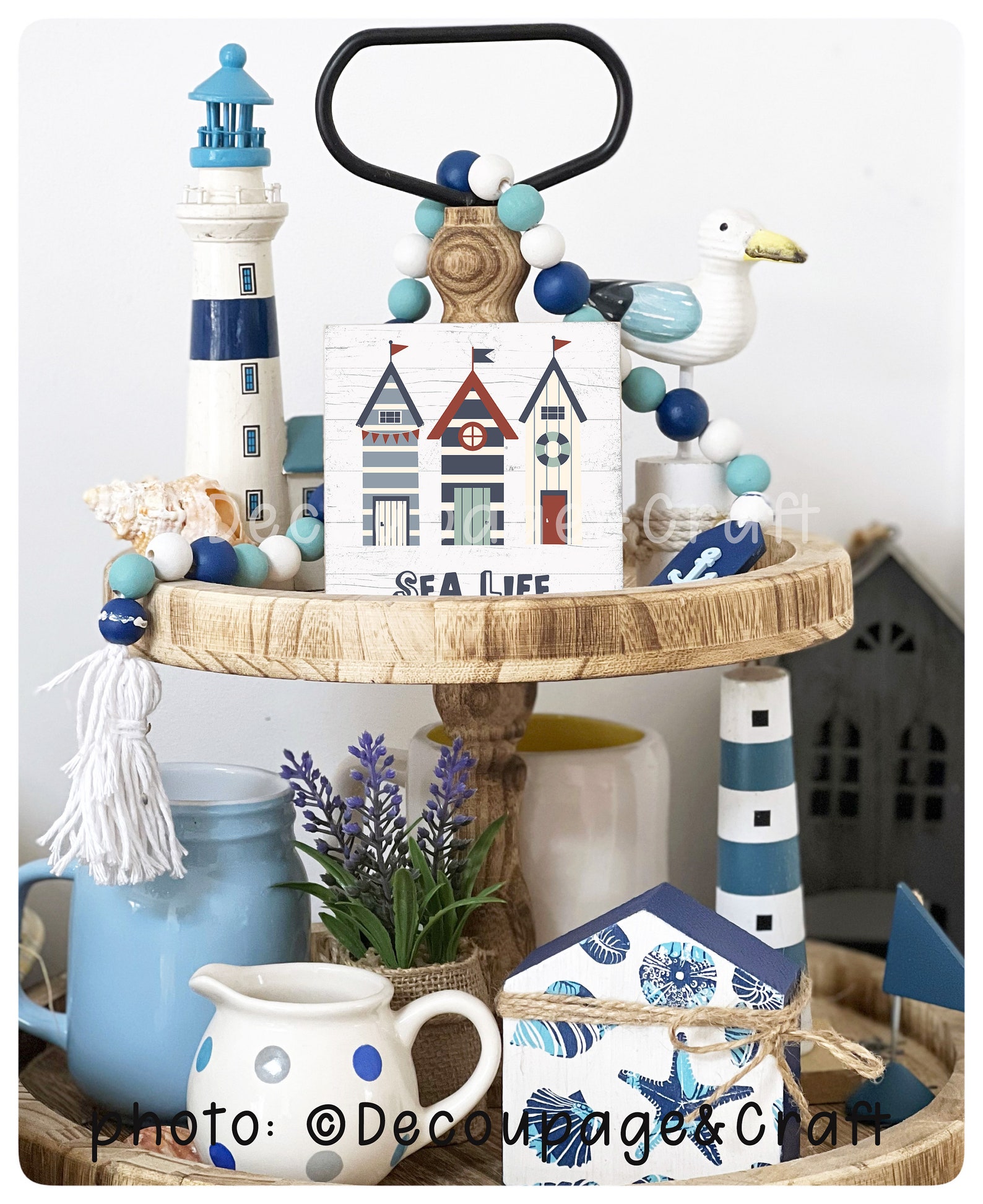 Sea Life Wooden Sign, Tiered Tray Decor, Beach Huts, Seaside, Holiday ...