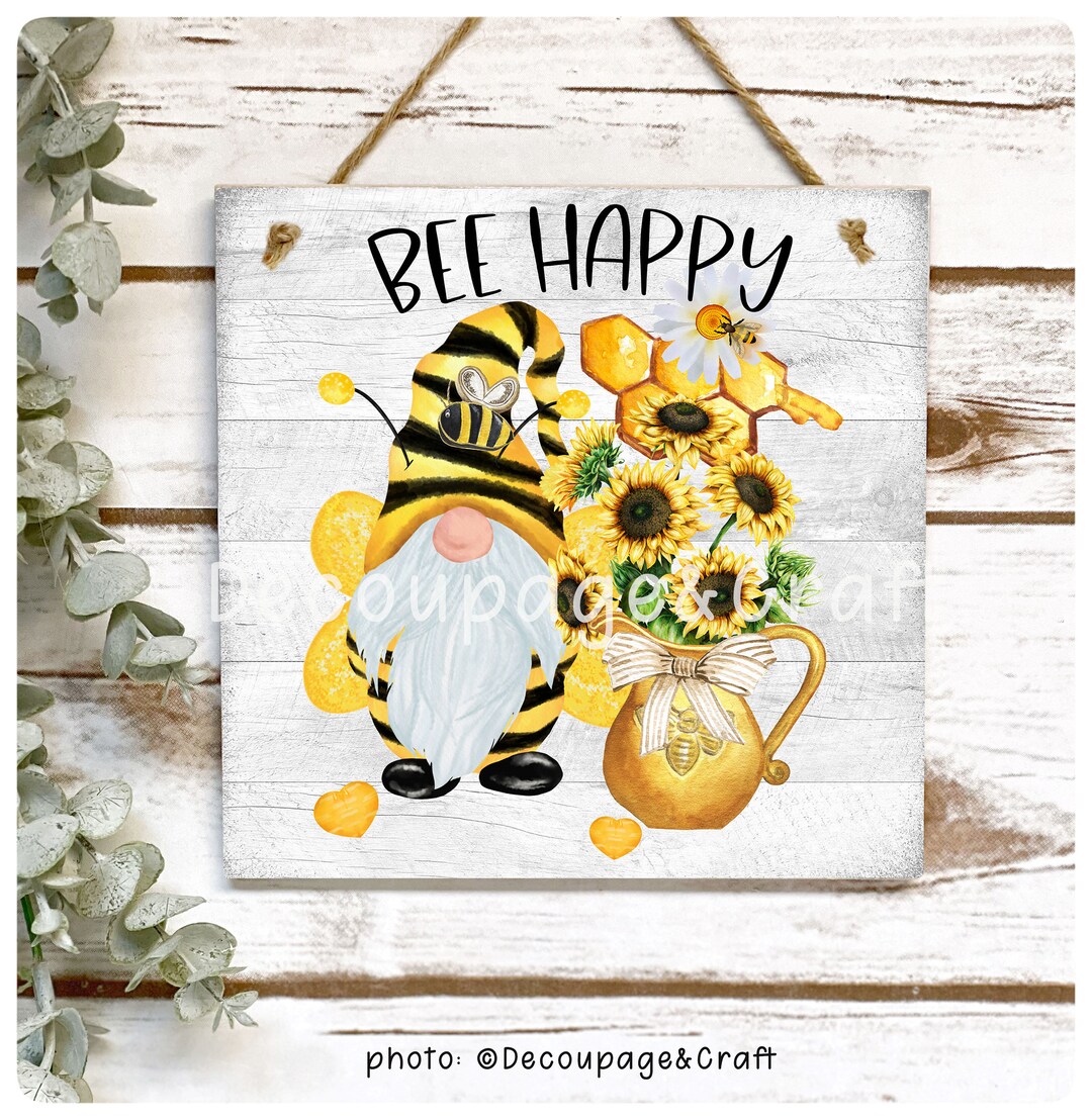 Bee Happy Hanging Plaque/sign, Home Decor, Handmade Gift, Honey Bee ...