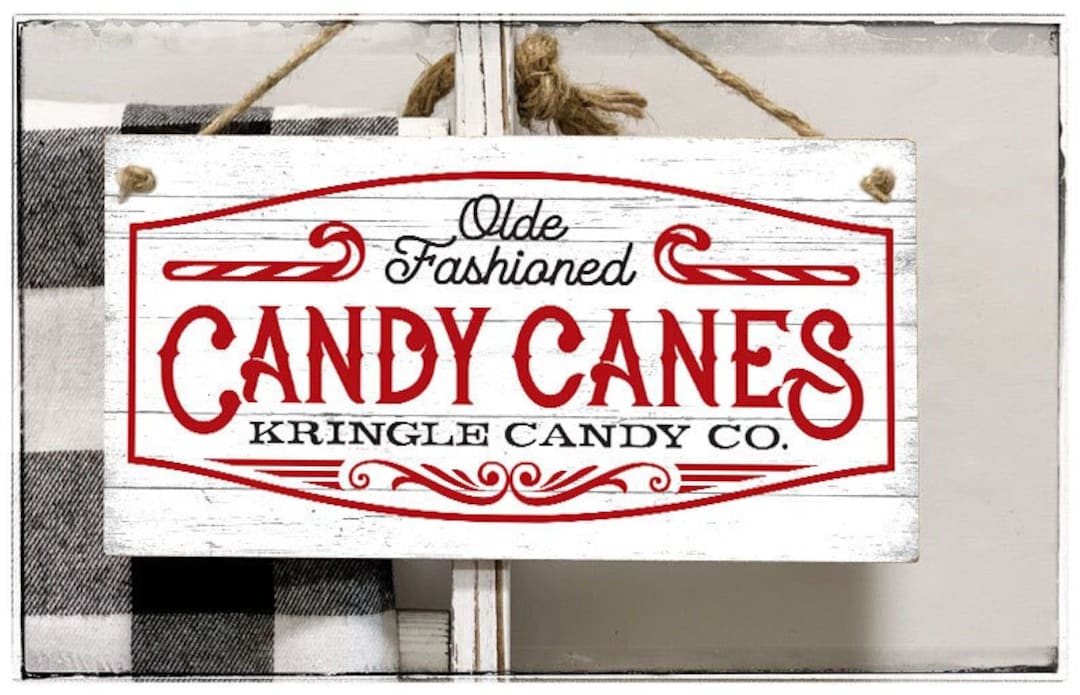 Hanging Sign Old Fashioned Candy Cane Home Decor Handmade Gift Winter ...
