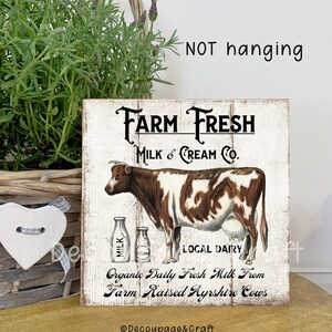Farm Fresh Milk Hanging Plaque/sign Handmade Decoupaged Farmhouse Fresh ...
